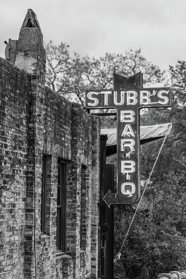 Stubbs Bar B Q Austin Texas Black and White Austin Photograph by John McGraw - Fine Art America
