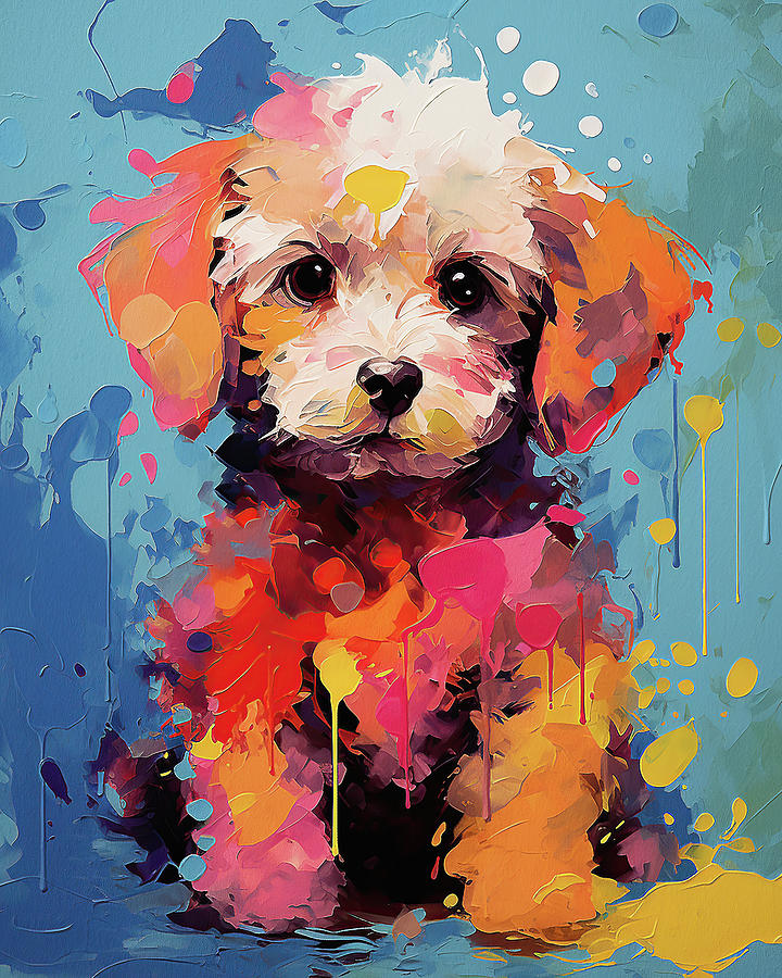 Super Cute Poodle Dog Puppy 002 - Xeno Lucilfer Painting by Xeno ...