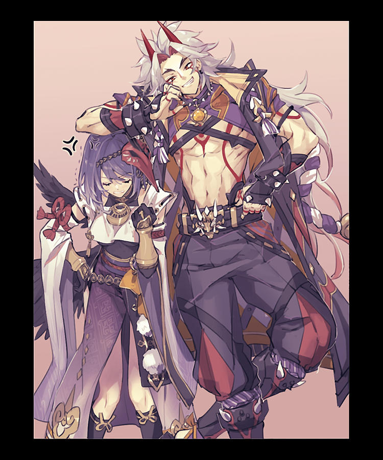 Super Power Top Boss Arataki Itto X Sara Genshin Impact T For Birthday Digital Art By Zery