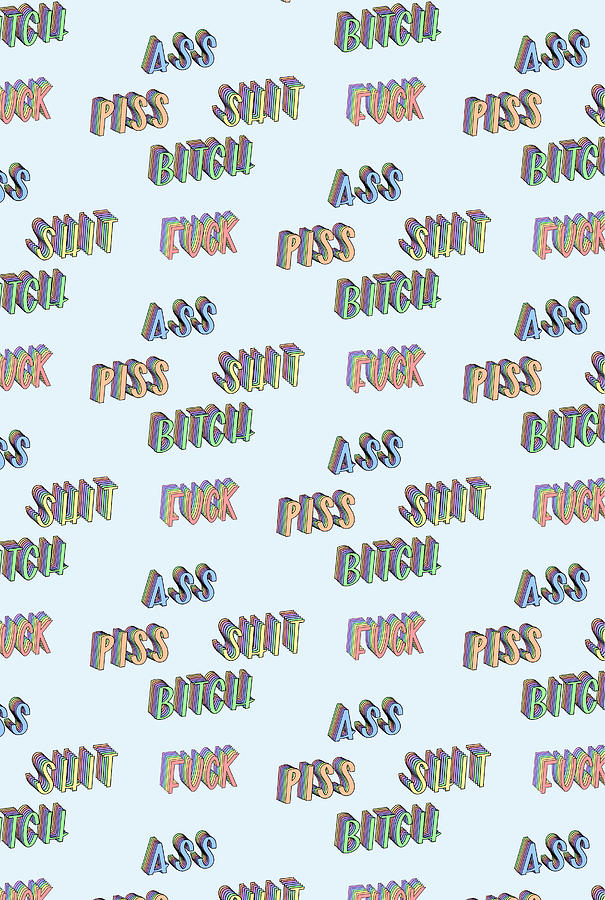 Swear words full pattern retro design Digital Art by Evie Eddins - Pixels