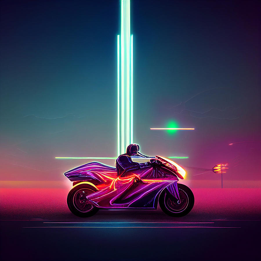 Synthwave Motorcycle Digital Art By Art Couple Cologne Fine Art America