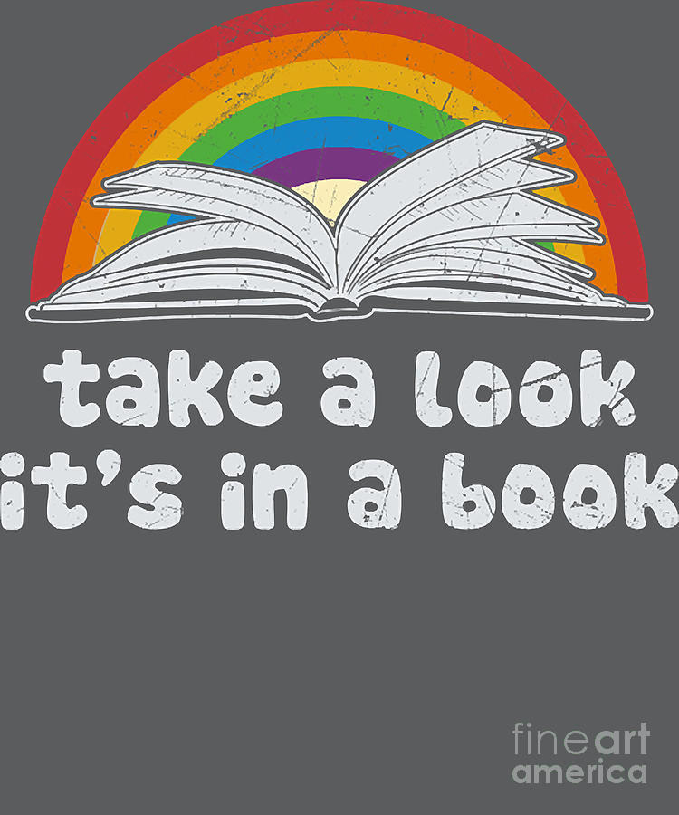 Take A Look Its In A Book Reading Vintage Retro Rainbow Digital Art by ...