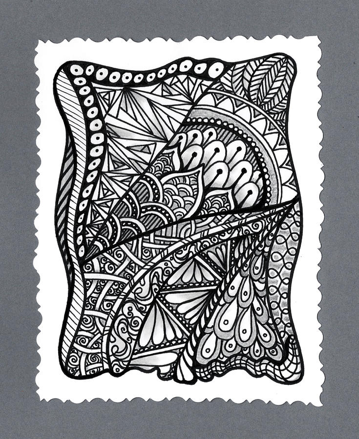 Tangle Pattern Rectangle Card Drawing by Katherine Nutt
