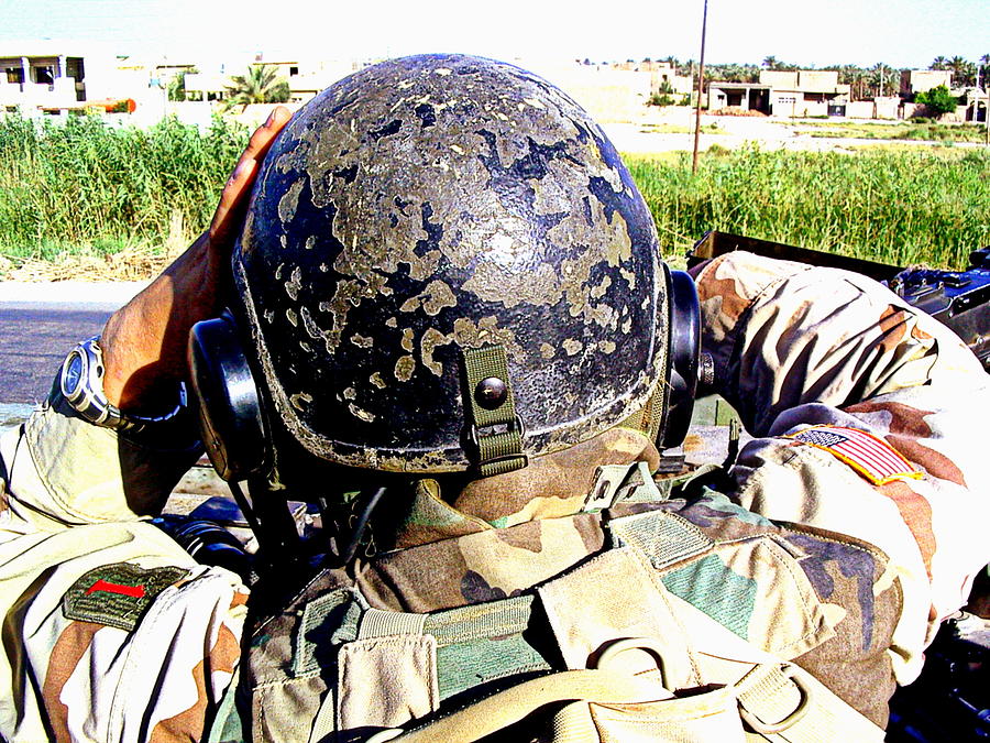 Tank Crewman on Watch in Iraq Photograph by Arthur Swartwout - Fine Art ...