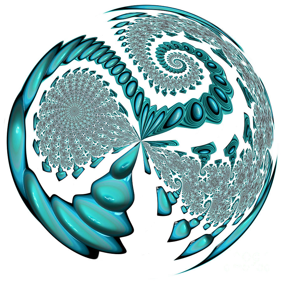 Teal And White Fractal Orb 17 Digital Art By Elisabeth Lucas Fine Art America