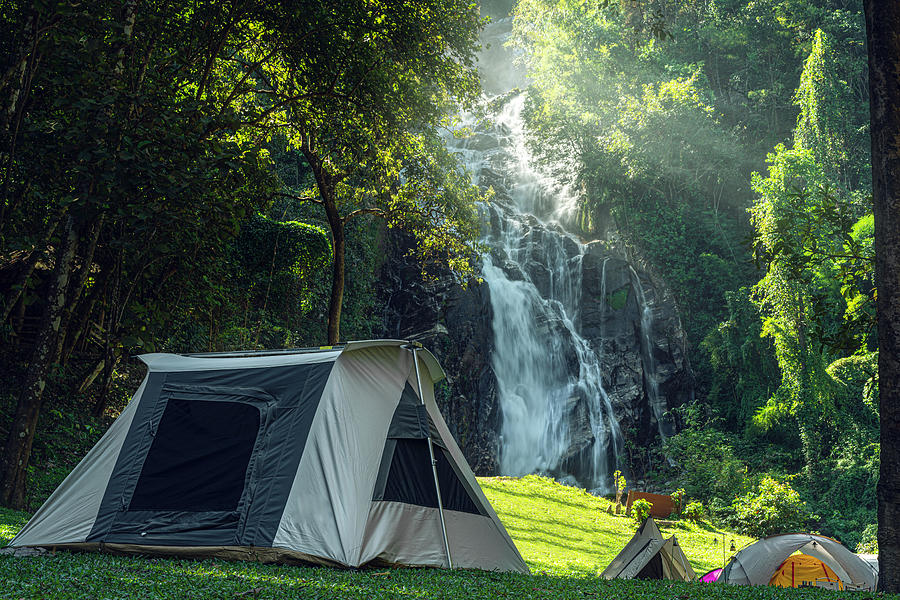 Tent and camping with Mae Tia waterfall Photograph by Anek Suwannaphoom ... Tent and camping with Mae Tia waterfall Photograph by Anek Suwannaphoom ...