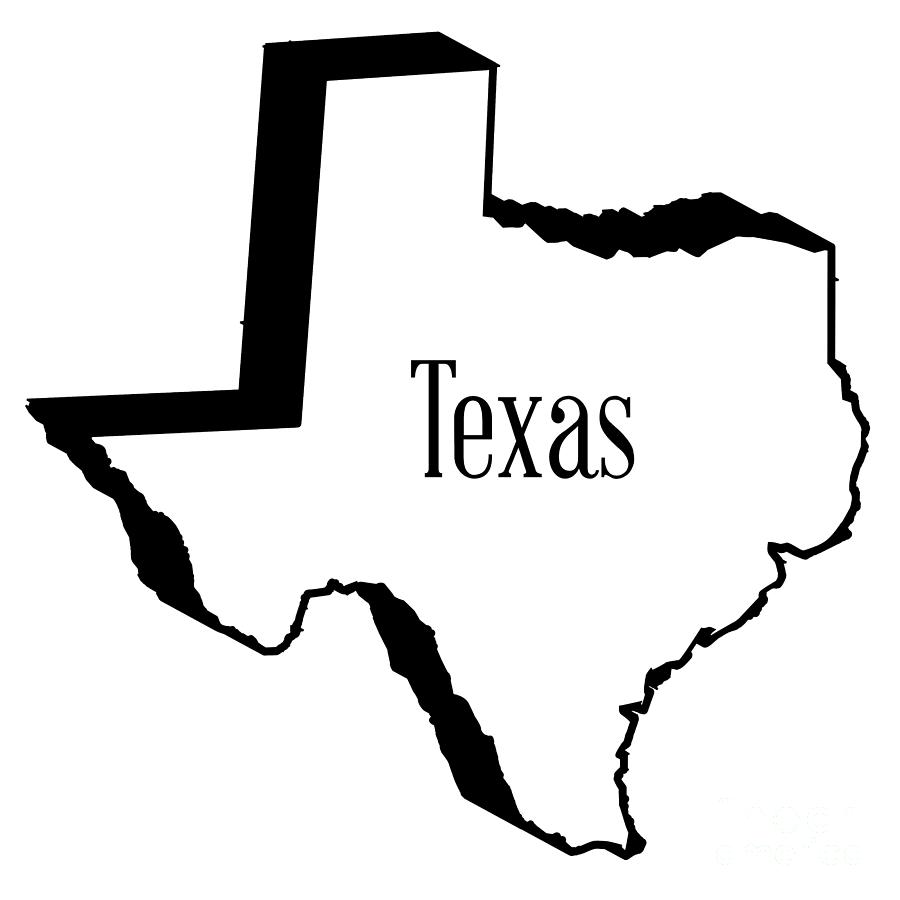 Texas State Outline Map In 3D Digital Art by Bigalbaloo Stock - Fine ...