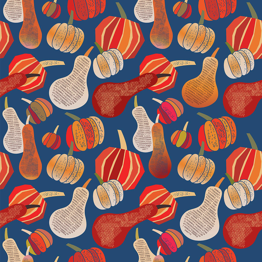 Thanksgiving. Fall. illustration with pumpkin. Drawing by Julien - Fine ...