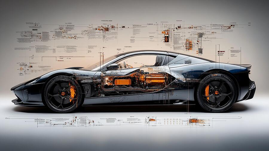 The Blueprint of EV Hypercar Power Digital Art by Frederick Vellani ...