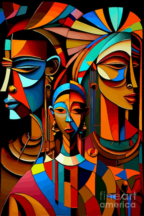 ETHNIC-23170, The Brave Moon Tribe, African Tribal Ethnic, Abstract Portrait, Digital Digital ...