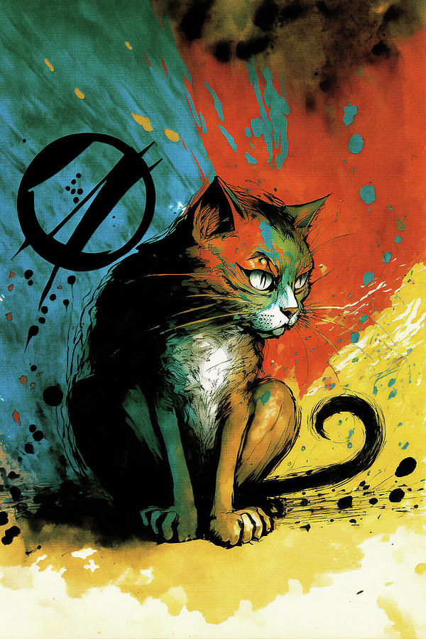 The Cat - Composition 001 Painting by Aryu - Fine Art America