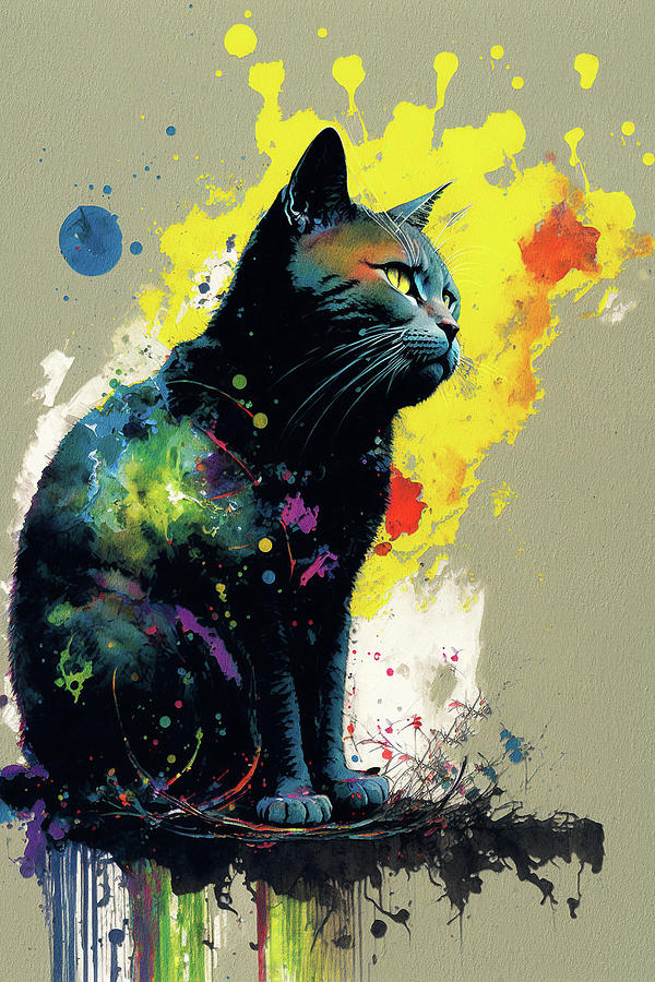 The Chartreux Cat - Composition 004 Painting by Aryu - Pixels