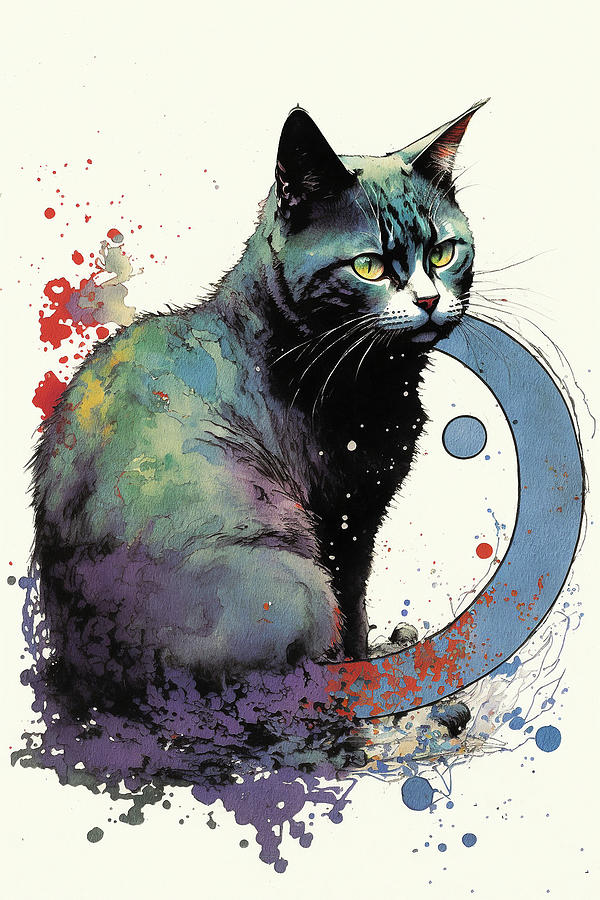 The Chartreux Cat - Composition 007 Painting by Aryu - Pixels