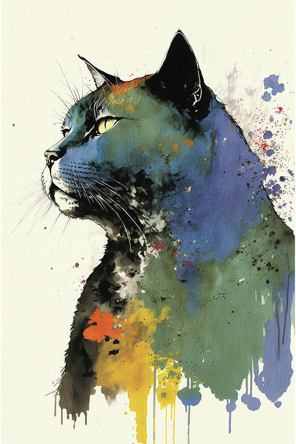 The Chartreux Cat - Composition 008 Painting by Aryu - Pixels