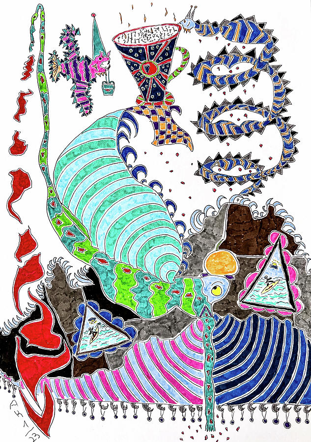 The dragon worm and the coffee mug Drawing by Anja Kersten - Fine Art ...