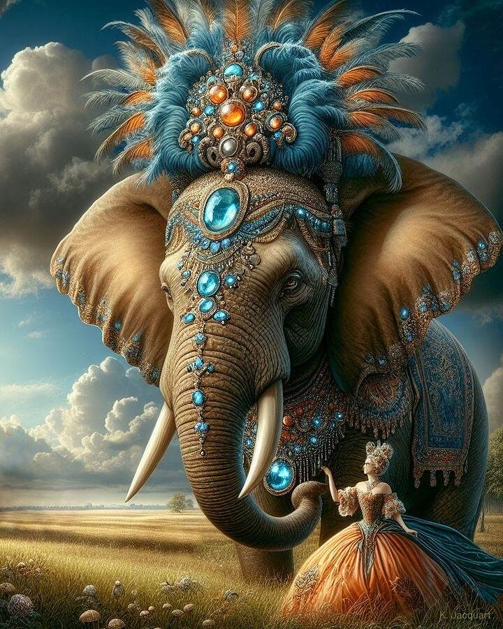 The Empress and the Elegant Elephant Digital Art by Kathy Jacquart ...
