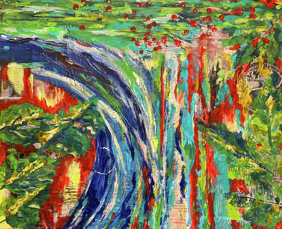 The Falling Falls Painting by Sunshine Sky - Fine Art America