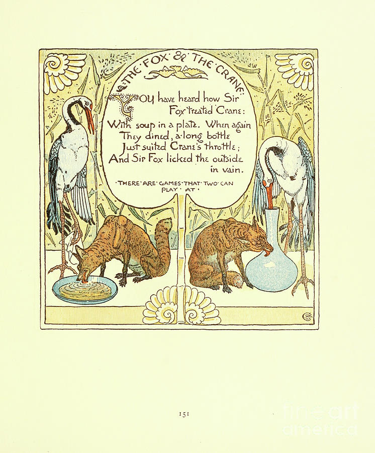The Fox and the Crane baby's own Aesop u1 Painting by Historic ...