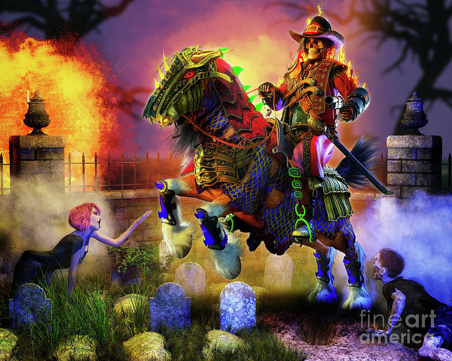 The Grave Protector Skeleton with zombies - Fantasy art Digital Art by ...