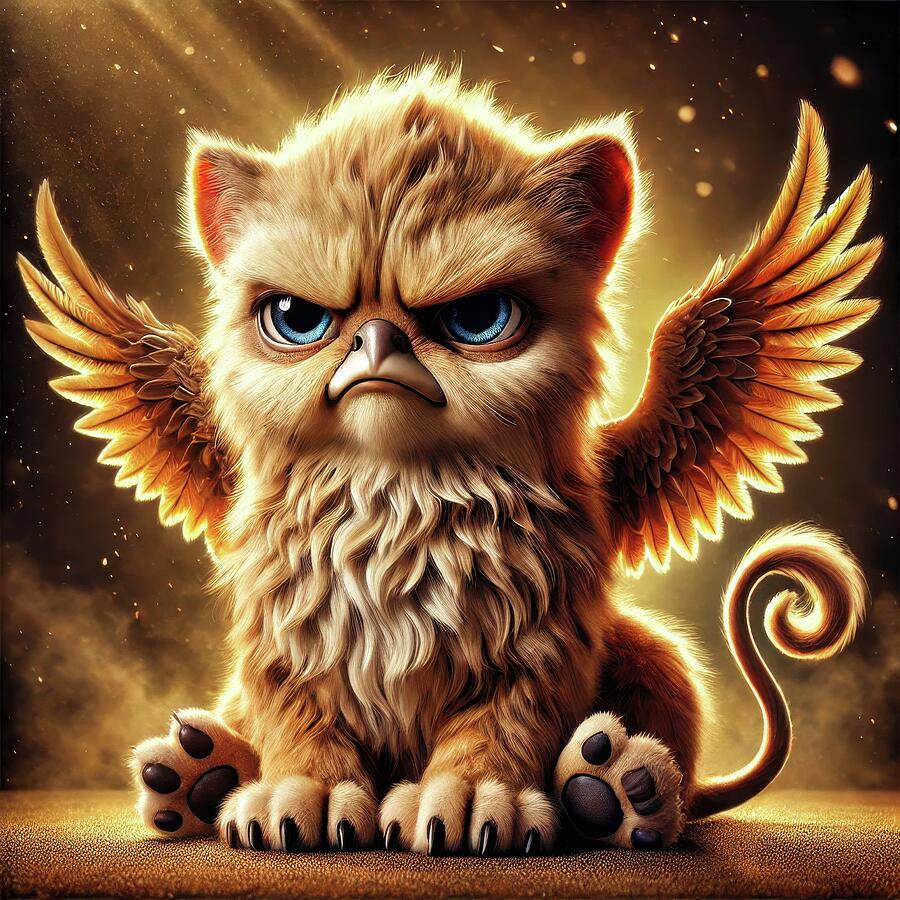 The Grumpy Griffin Hatchling Digital Art by Bill And Linda Tiepelman ...