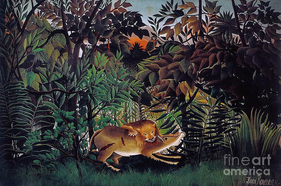 The Hungry Lion Attacking an Antelope - Rousseau Painting by Henri Rousseau - Fine Art America