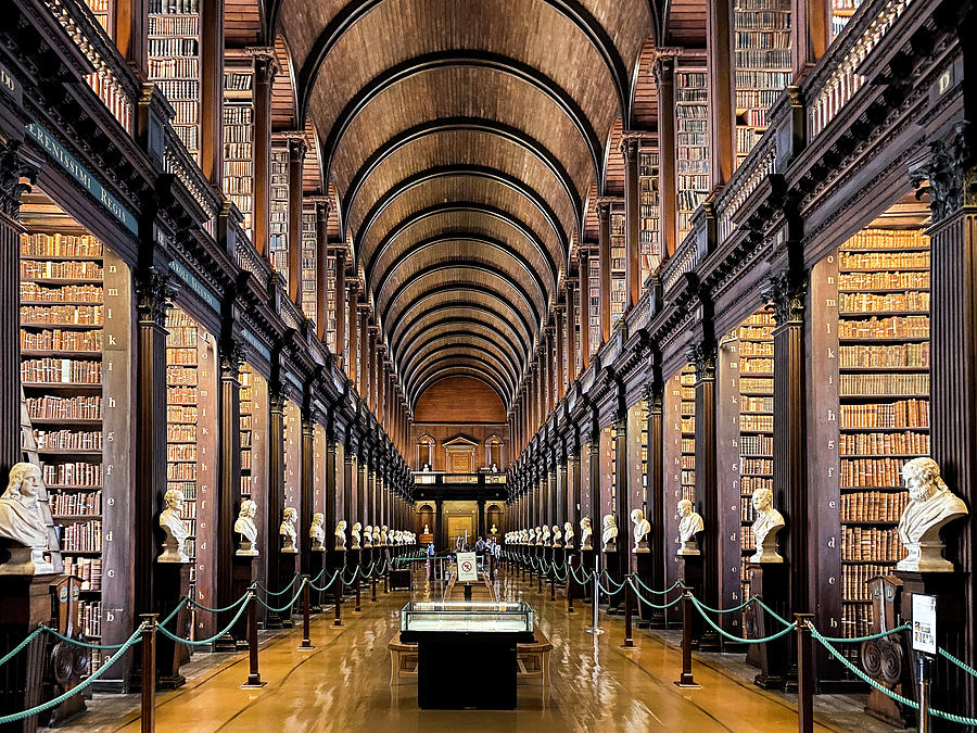 The inside of the spectacular Library of Trinity College Dublin in Ireland. Photograph by ...