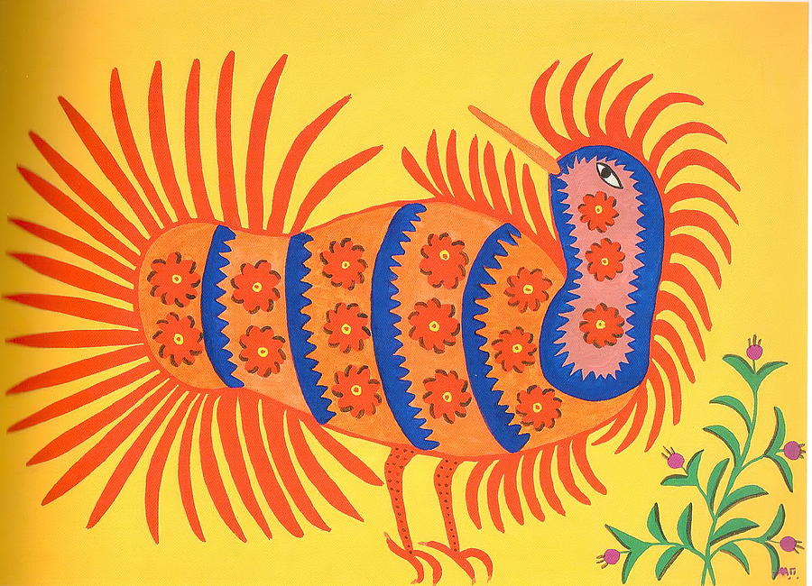 the lark 1976 - Maria Primachenko Painting by Maria Primachenko - Pixels