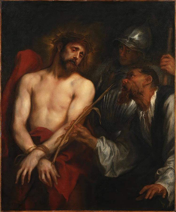 The Mocking of Christ art Drawing by Anthony van Dyck Flemish - Fine ...