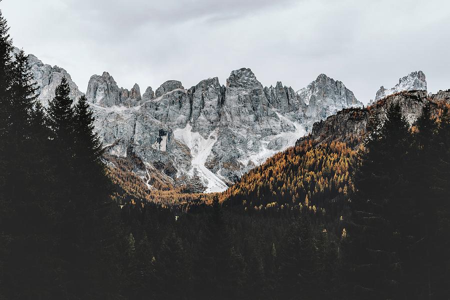 The Pala Group, Pass Valles, Val di Fassa, Trentino, Italy - grey rocky ...