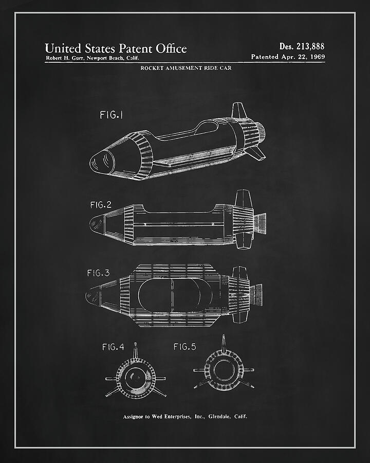 The Patent Drawing Behind Astro Orbiter Cars Digital Art by Dale ...