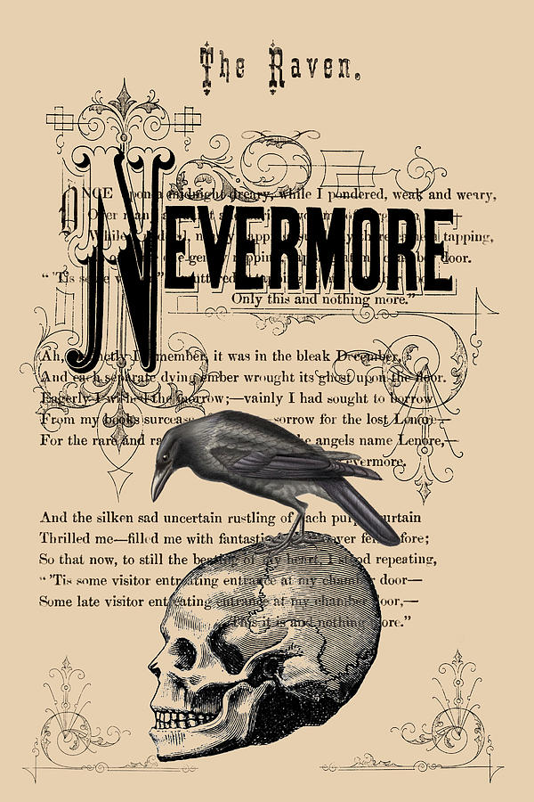The Raven Nevermore Poem Poster - Edgar Allen Poe Art Digital Art by Uwe Stoeter - Fine Art America