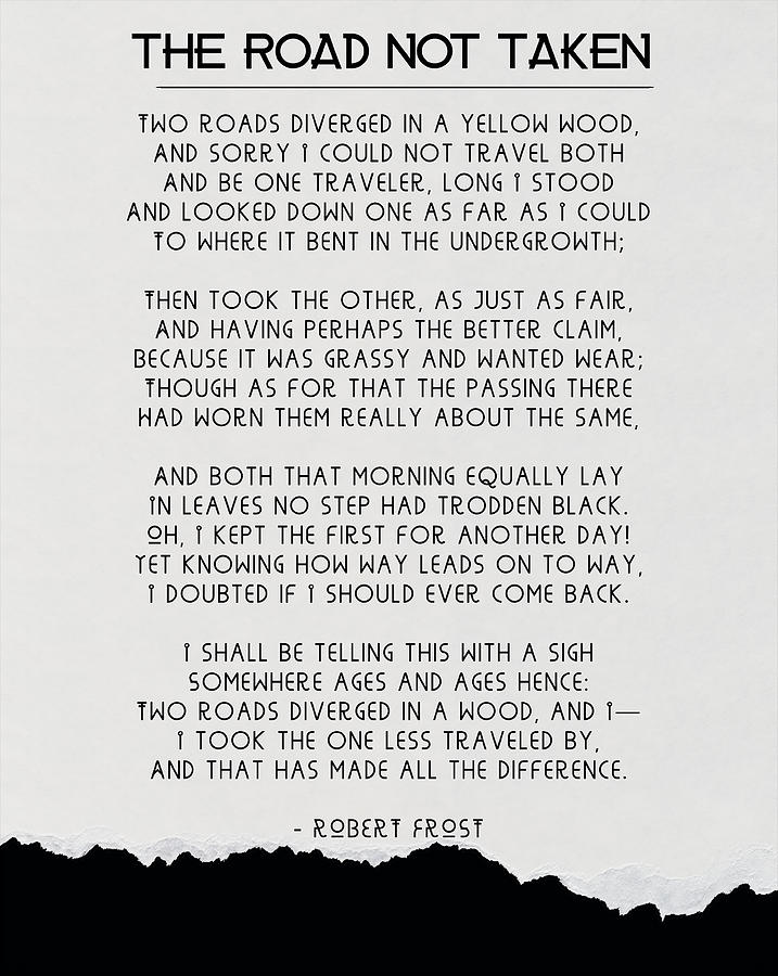 The Road Not Taken - Robert Frost Poem - Literature - Minimal, Modern ...