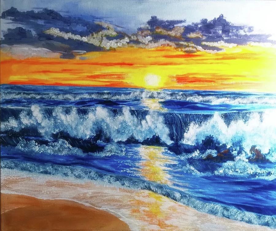 The Seashore sunset Painting by Samariya Nawrin - Fine Art America