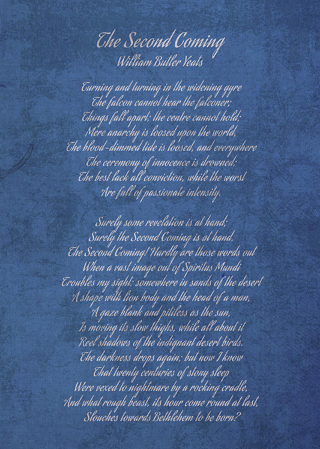 The Second Coming by William Butler Yeats Classic Poem on Worn Blue ...
