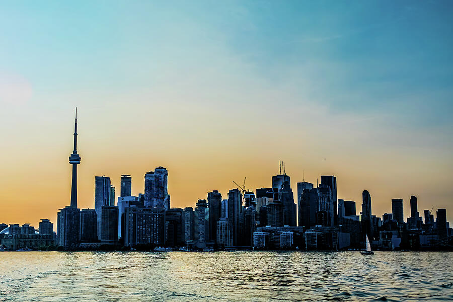 The Toronto Skyline From The Stern Of The Ward Island Ferry on a ...