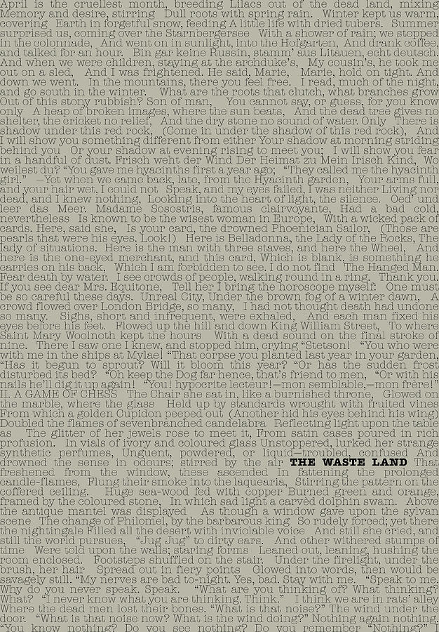 The Waste Land by TS Eliot Typewriter Book Text Minimalist on Parchment ...