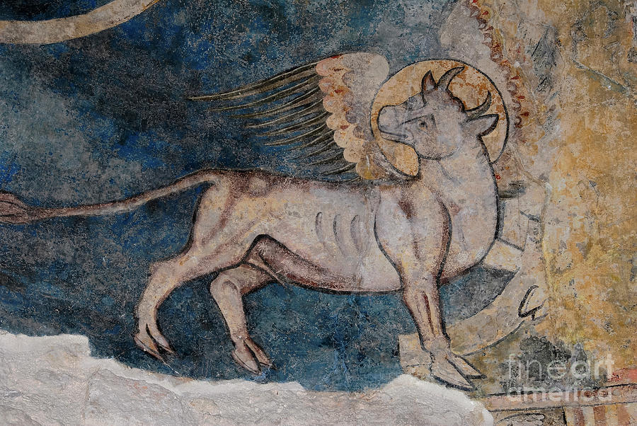 Winged ox or bull, symbol of Saint Luke the Evangelist, Patron Saint of doctors and surgeons ...