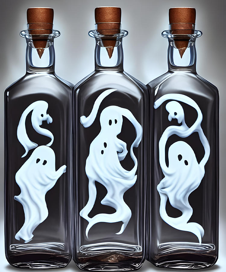 Three Bottled Spirits Digital Art by Weirdry - - Fine Art America