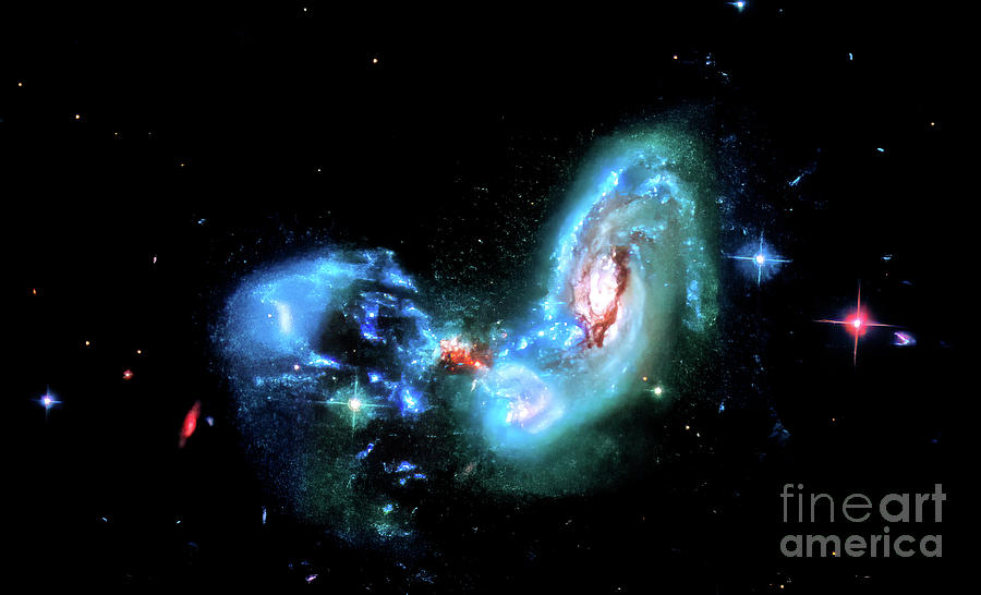 Three Merging Galaxies Known as Il Zw 096 Photograph by M G Whittingham - Pixels