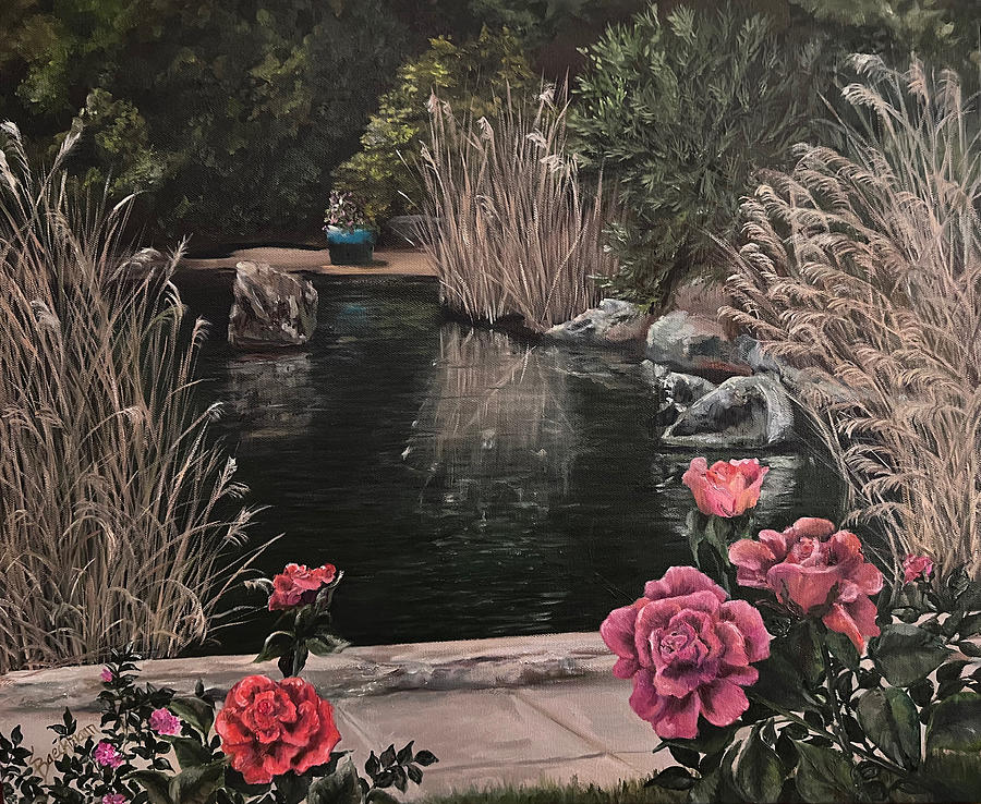 Through the Rose Garden Painting by Sabine Baeckmann | Pixels
