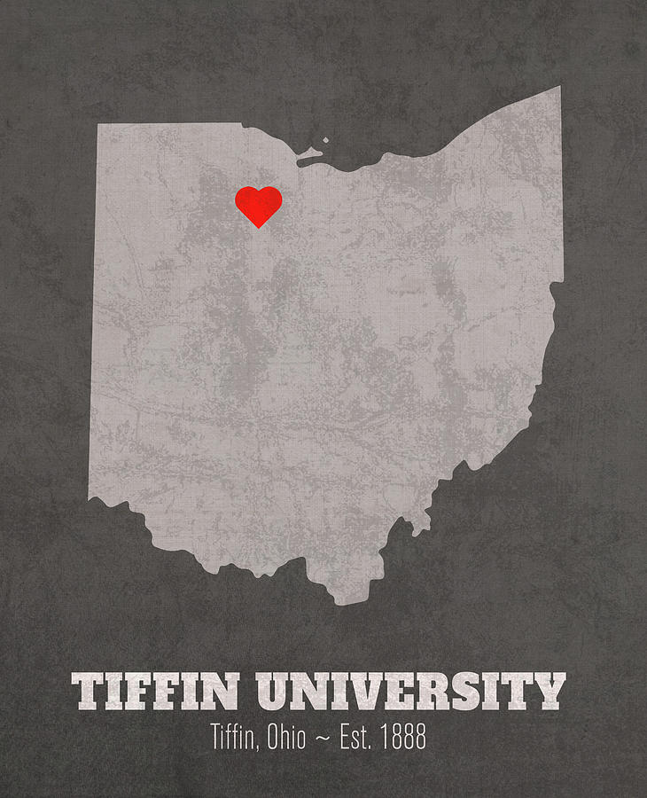 Tiffin University Ohio Founded Date Heart Map Mixed Media by Design ...