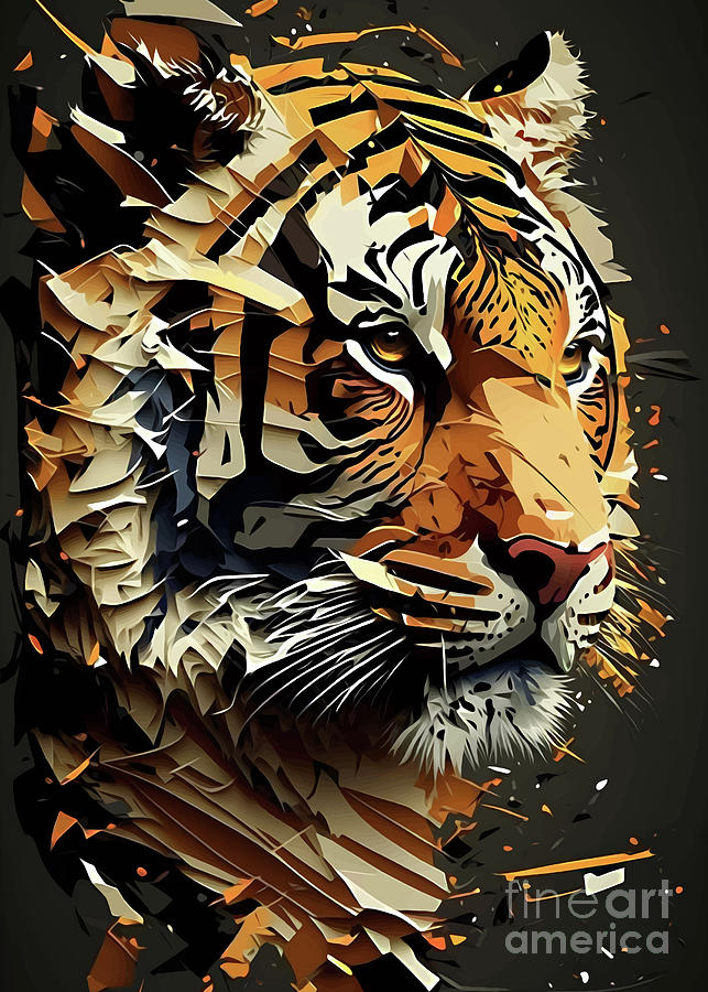 Tiger Abstract Portrait Digital Art by Mounier Wanjak - Fine Art America