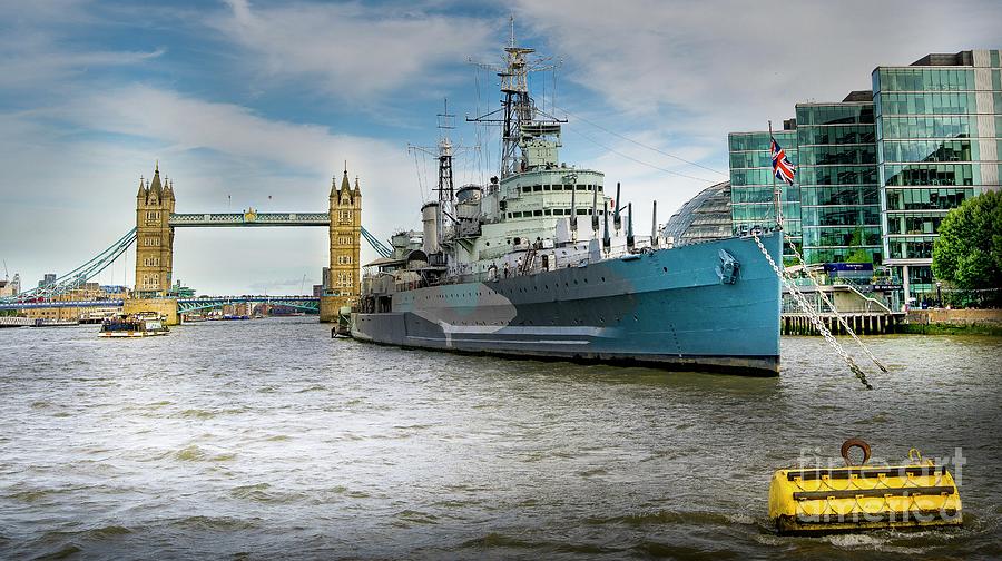 Tower Bridge and the HMS Belfast Photograph by John Valenti - Pixels