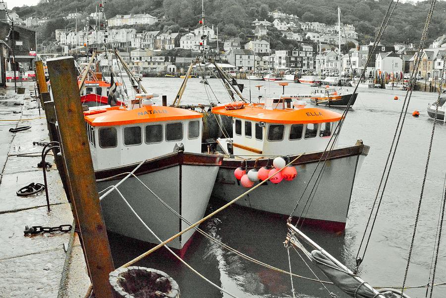 Trawlers In THe Cornish Fishing Port Of Looe. Photograph by Neil ...