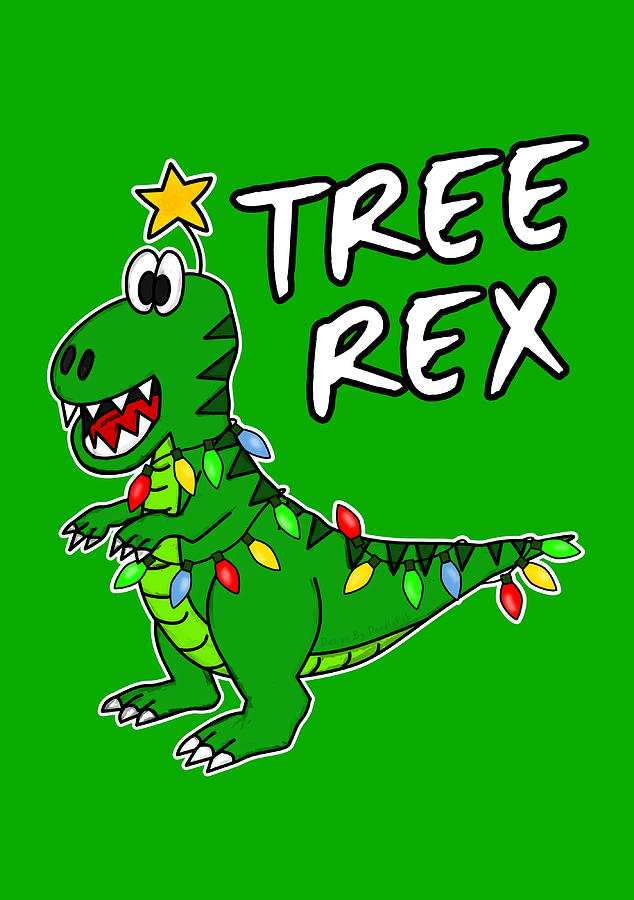 Tree Rex Christmas Tree Dinosaur TRex Xmas 2021 Painting by Paul Nathan ...