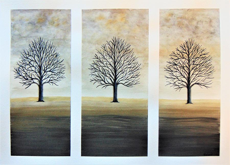 Tree Triptych Painting by Stephane Richard - Fine Art America