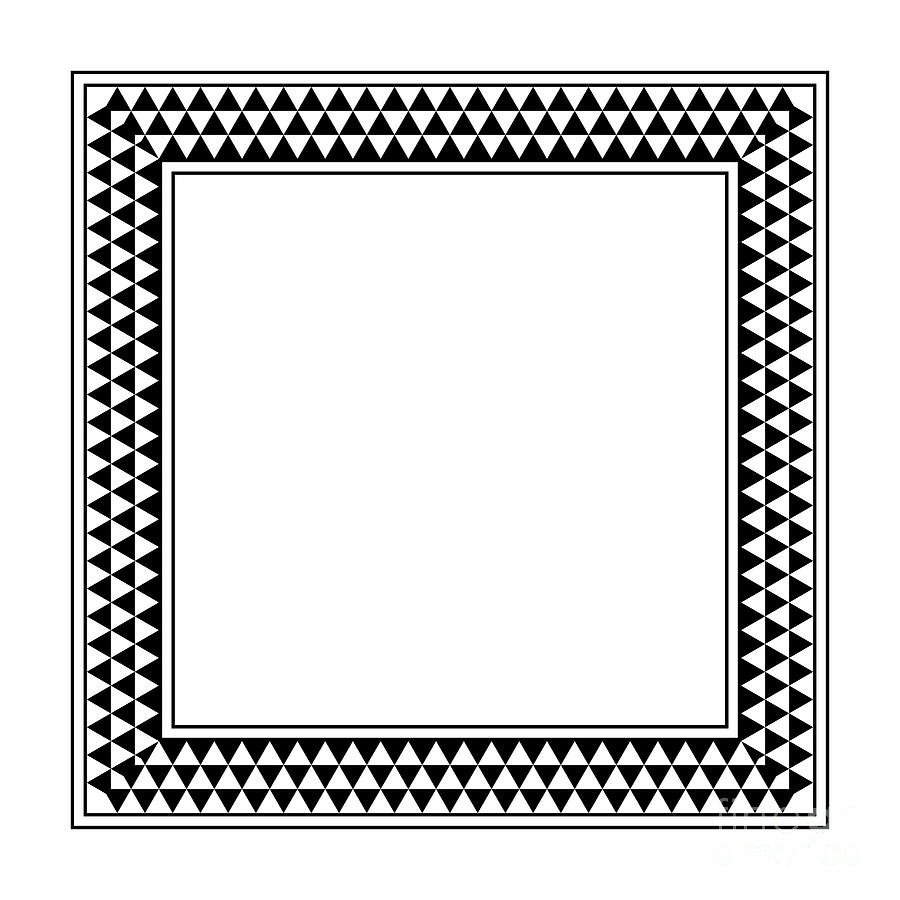 Triangle checkered pattern square frame, serrated pattern border ...