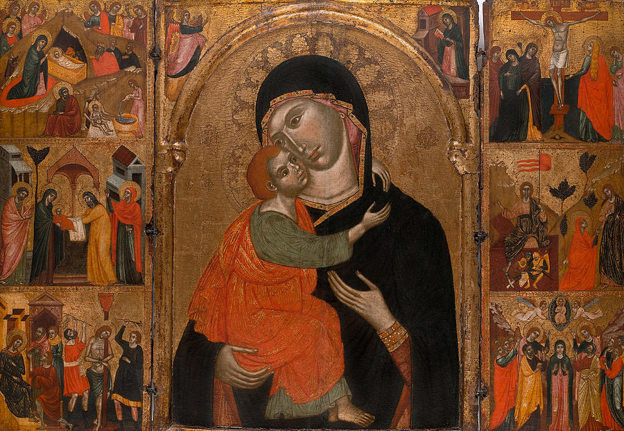 Triptych of the Virgin and Child with Scenes from the Life of Christ Painting by Anonymous ...