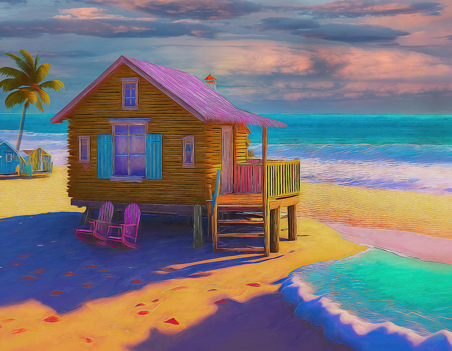Tropical Cottage in Paradise Digital Art by Carol Lowbeer - Fine Art America