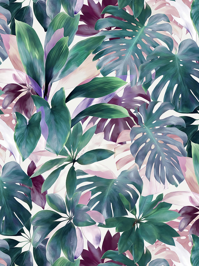 Tropical Emerald Jungle in light cool tones Painting by Tim Harvey - Fine Art America